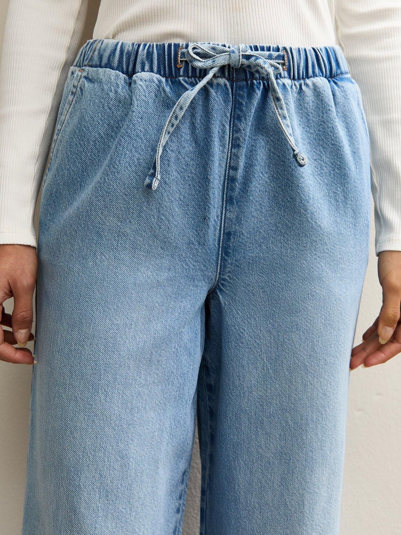 New Look Denim Wide Leg Drawstring Waist Jeans - Light Blue | Very