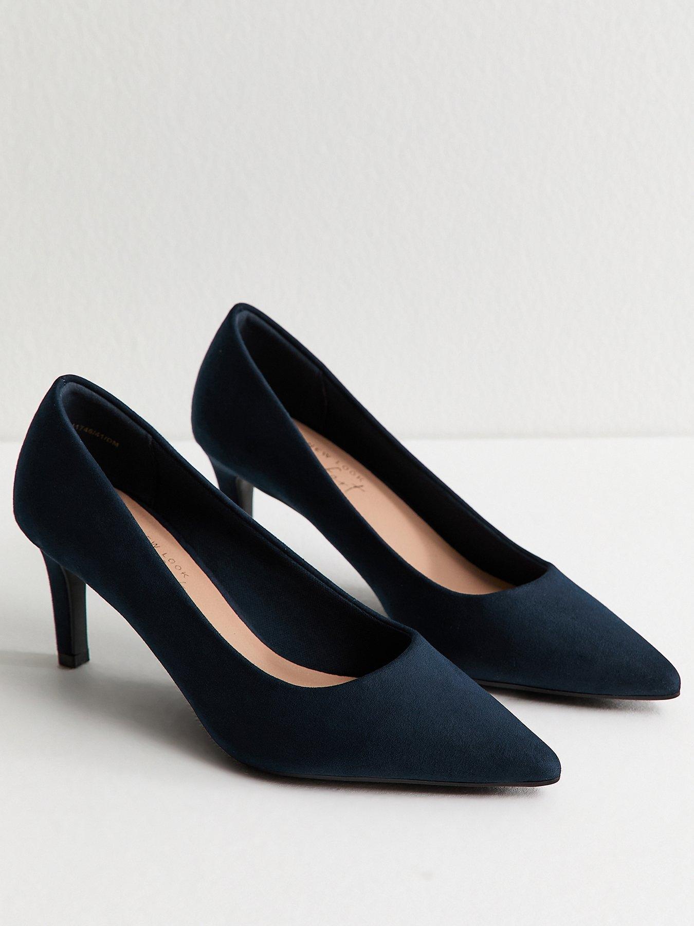 New Look Navy Faux Suede Mid Stiletto Heel Court Shoes - Blue | Very