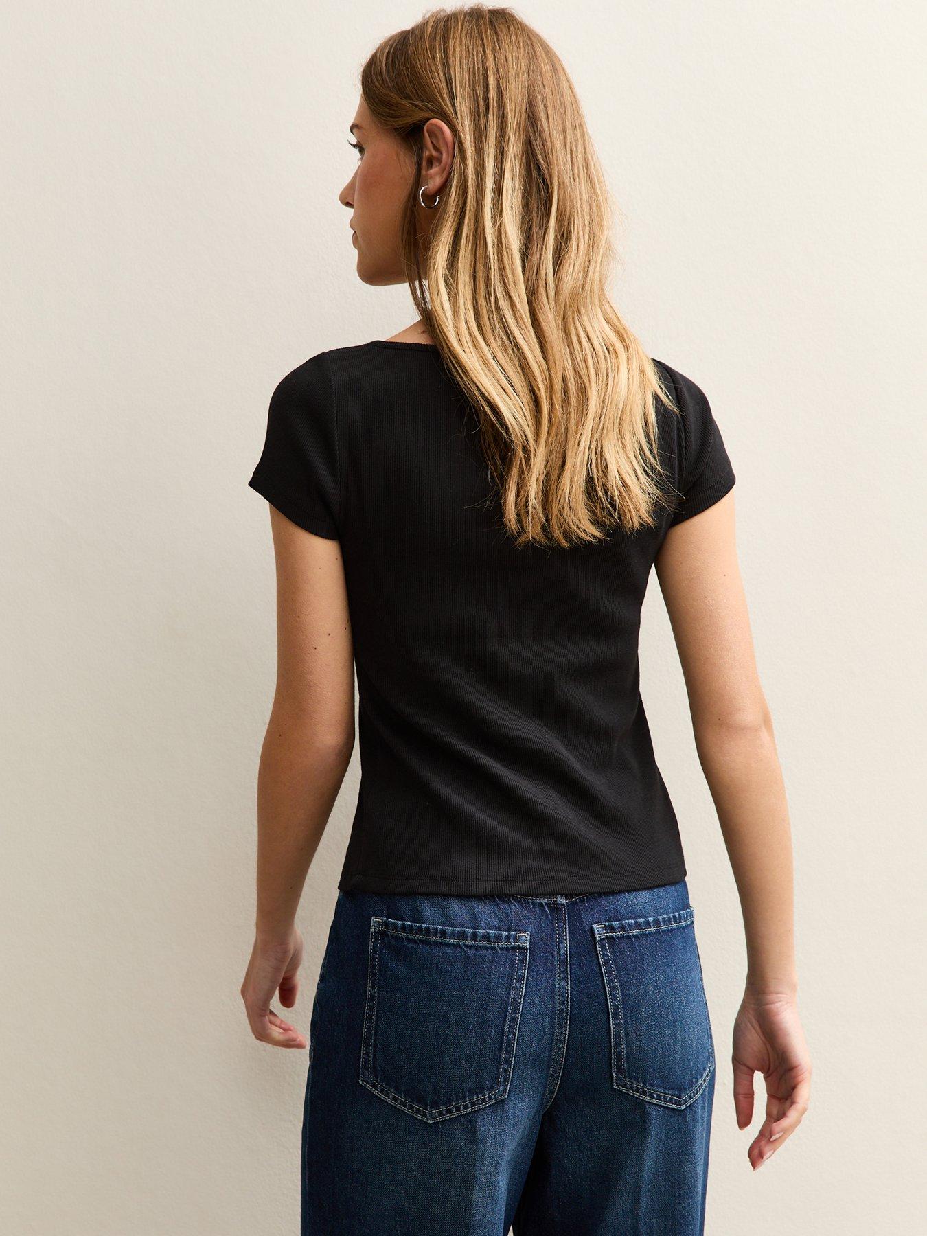 New Look Popper Through Top - Black | Very