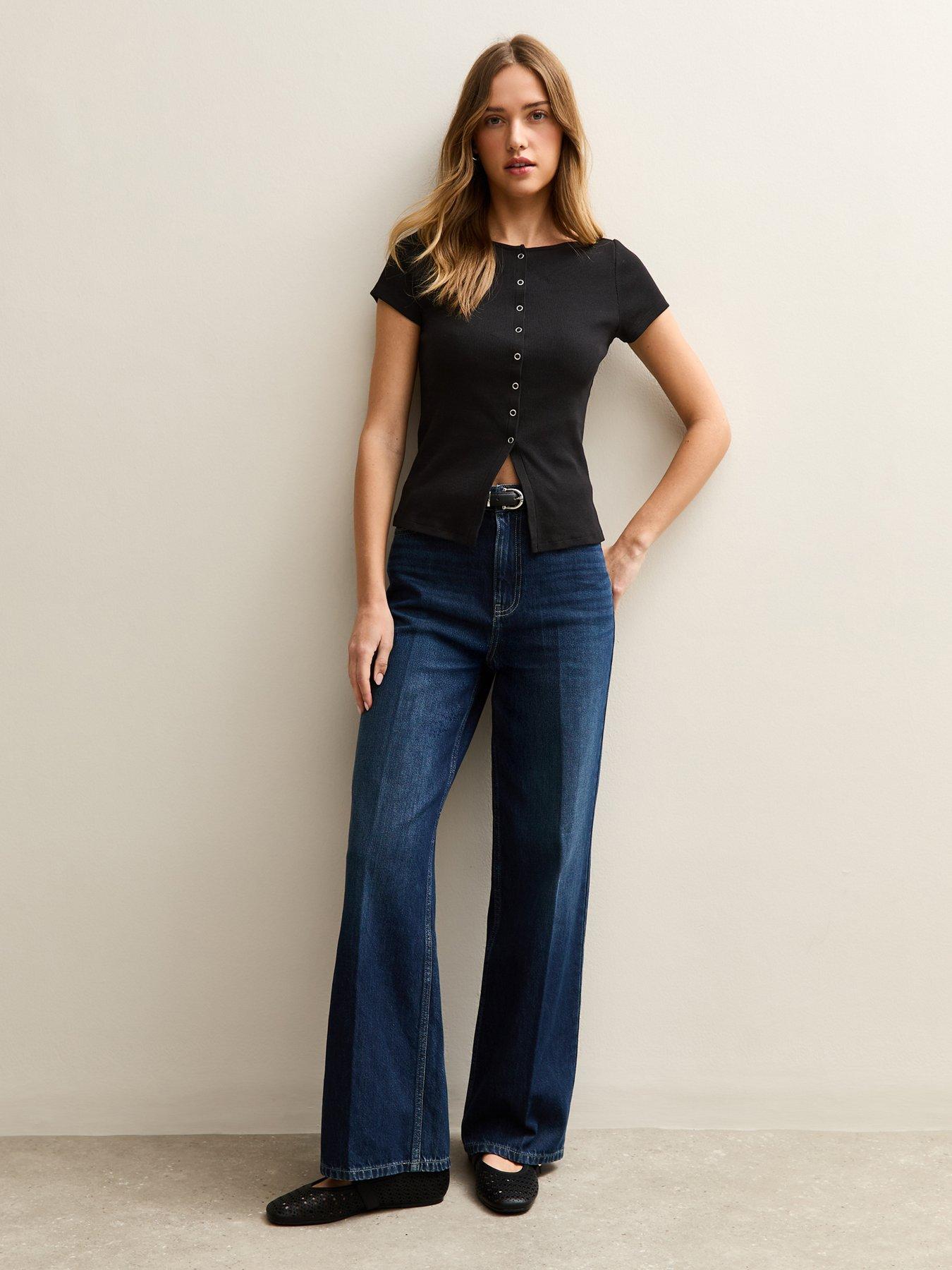 New Look Popper Through Top - Black | Very