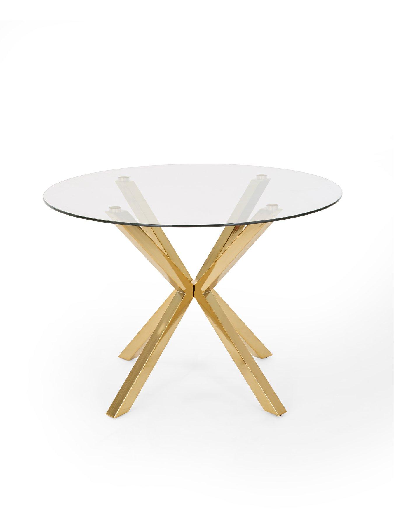 The Very Collection Chopstick 120 cm Brass Leg Dining Table + 4 Nell ...