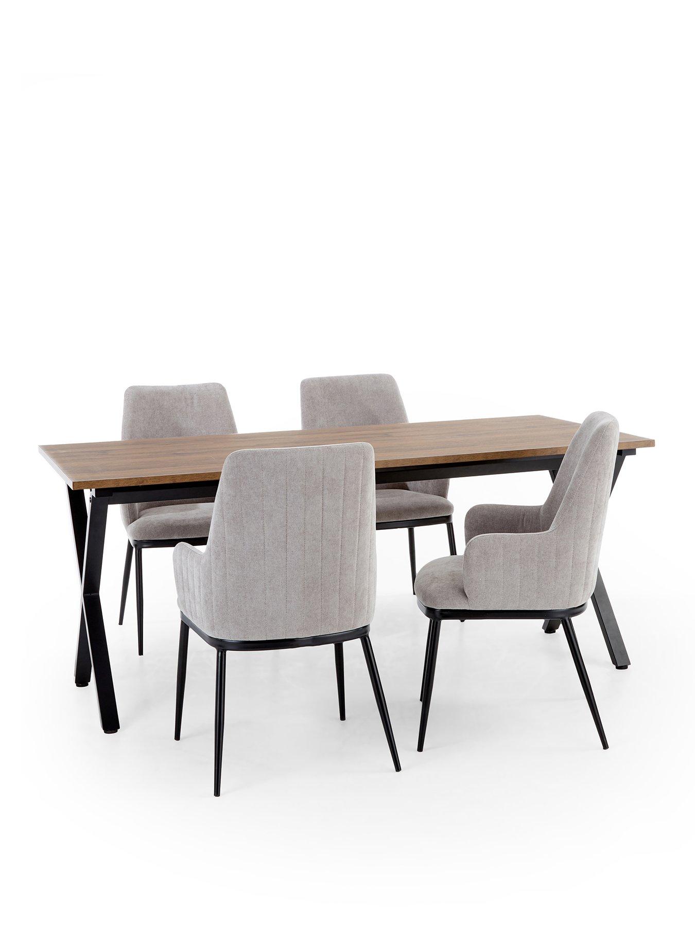 The Very Collection Harlem 180cm Mid Oak Dining Table & 4 Nina Light ...