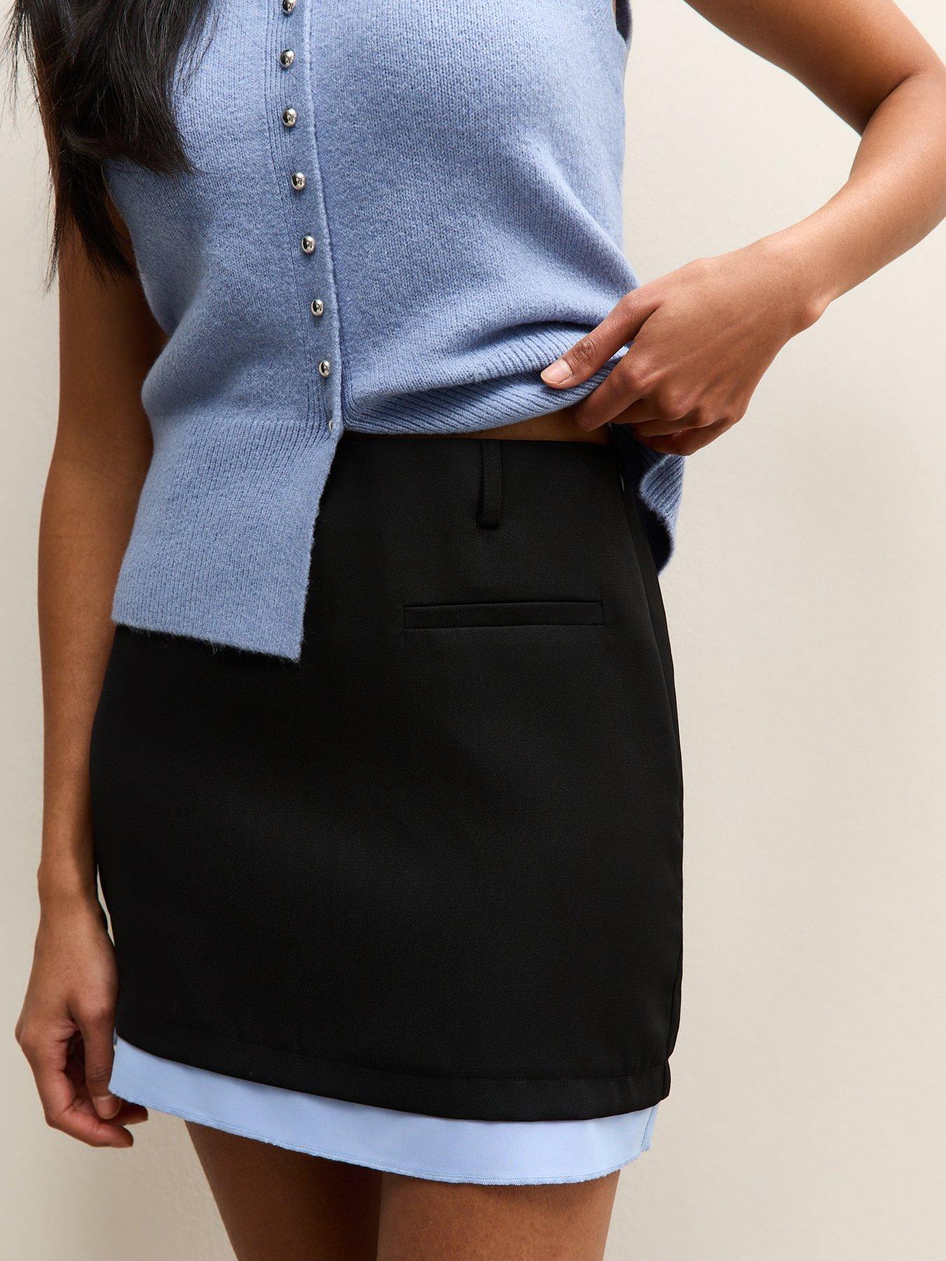 New Look Contrast Hem A-Line Mini Skirt - Black | Very