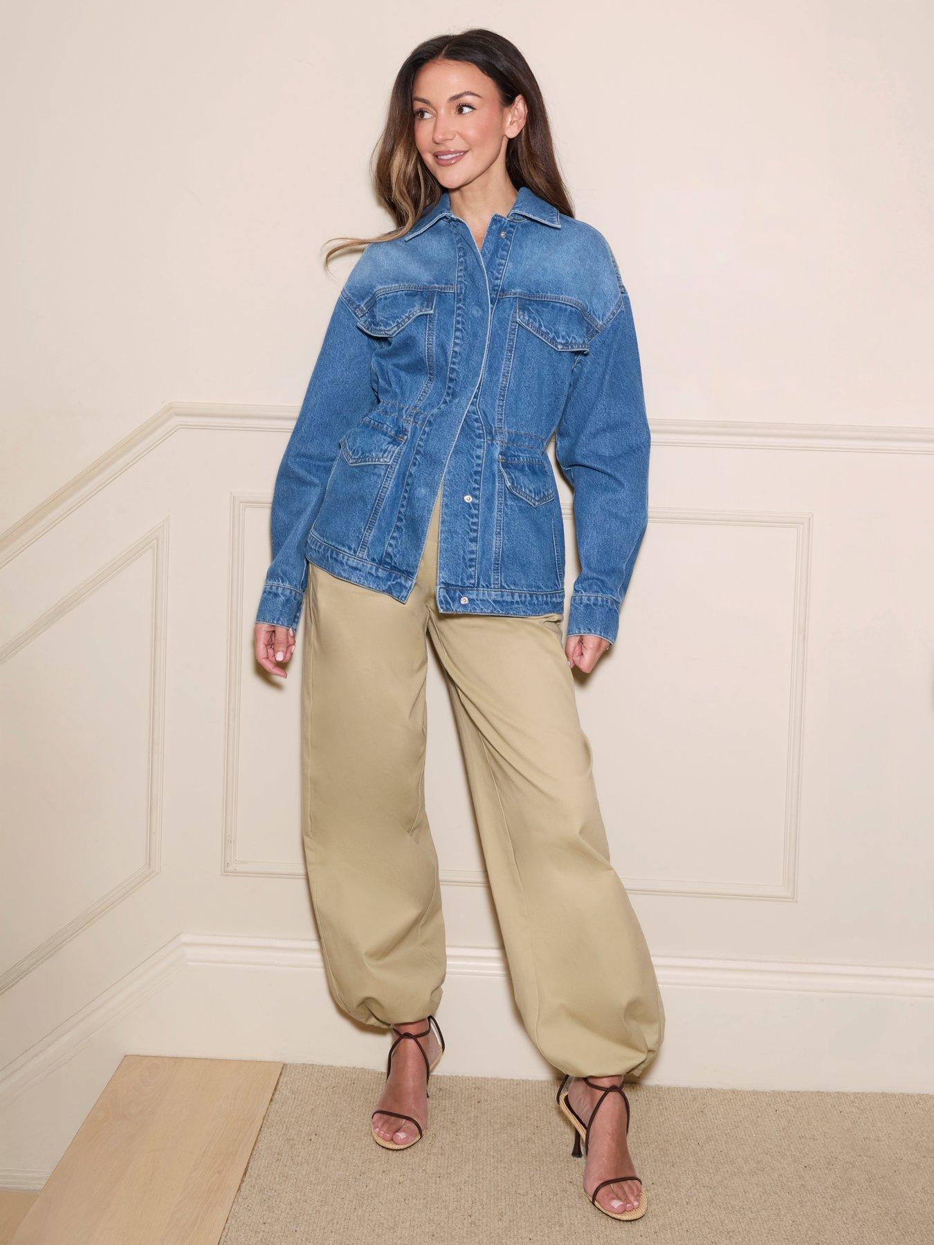 Michelle Keegan Channel Waist Denim Jacket - Mid Wash | Very