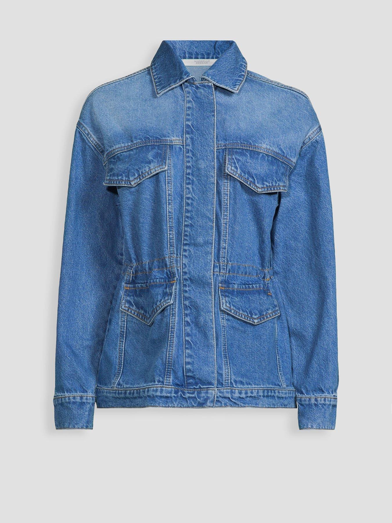 Michelle Keegan Channel Waist Denim Jacket - Mid Wash | Very