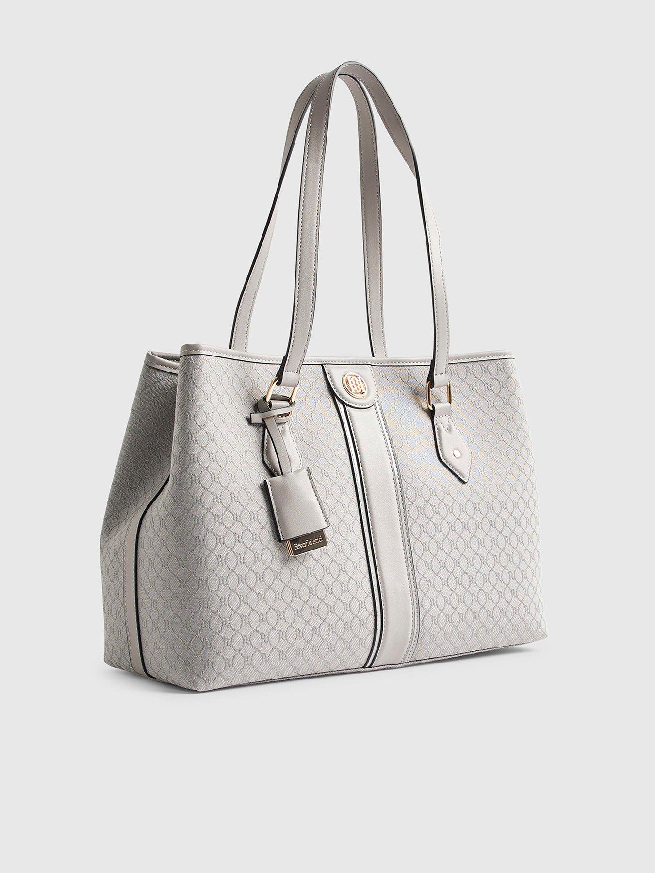 River Island Jacquard Stripe Monogram Shopper Bag - Grey | Very