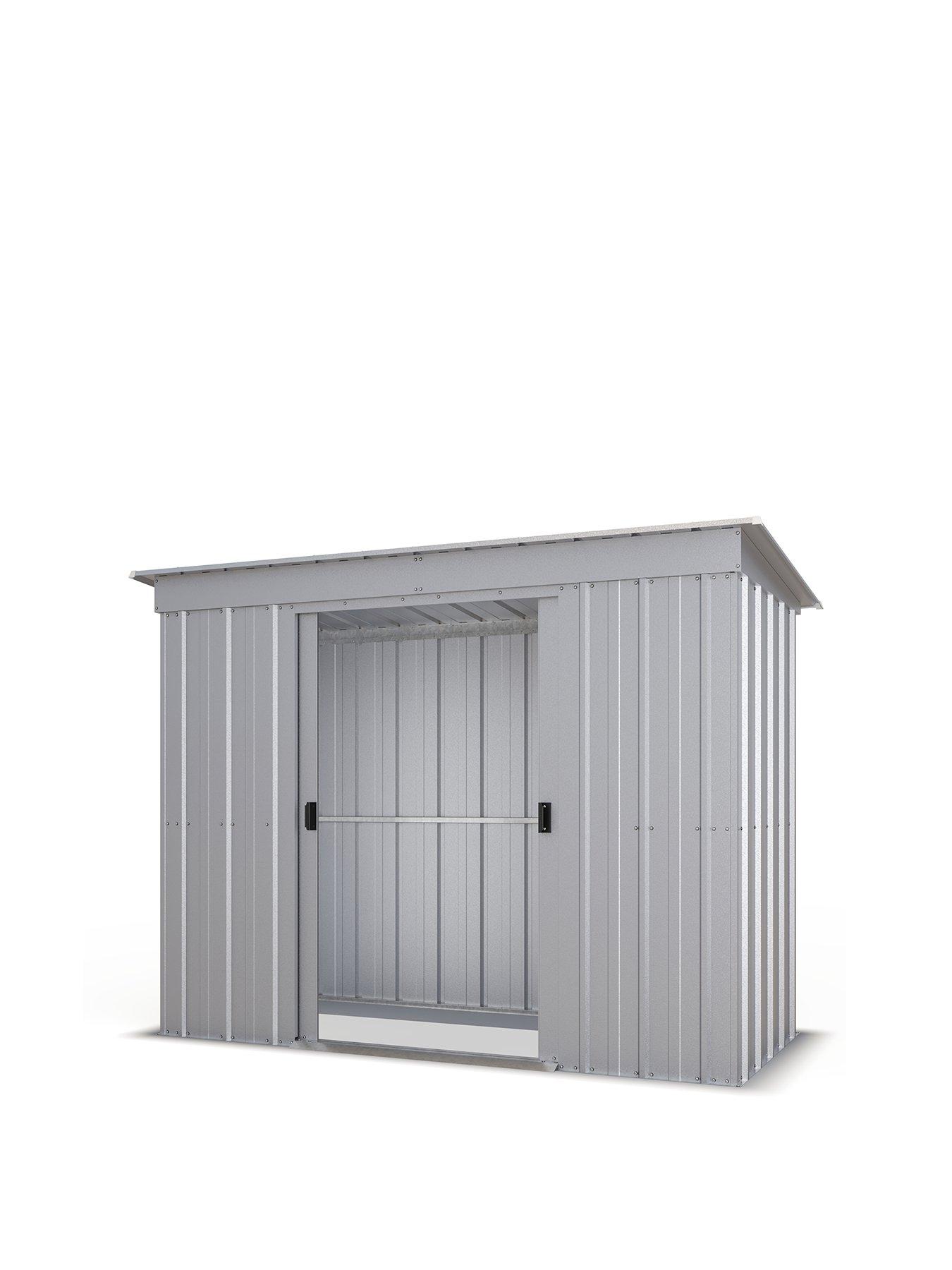 Yardmaster 8 X 4 ft Double Door Metal Pent Roof Shed With Floor Frame ...