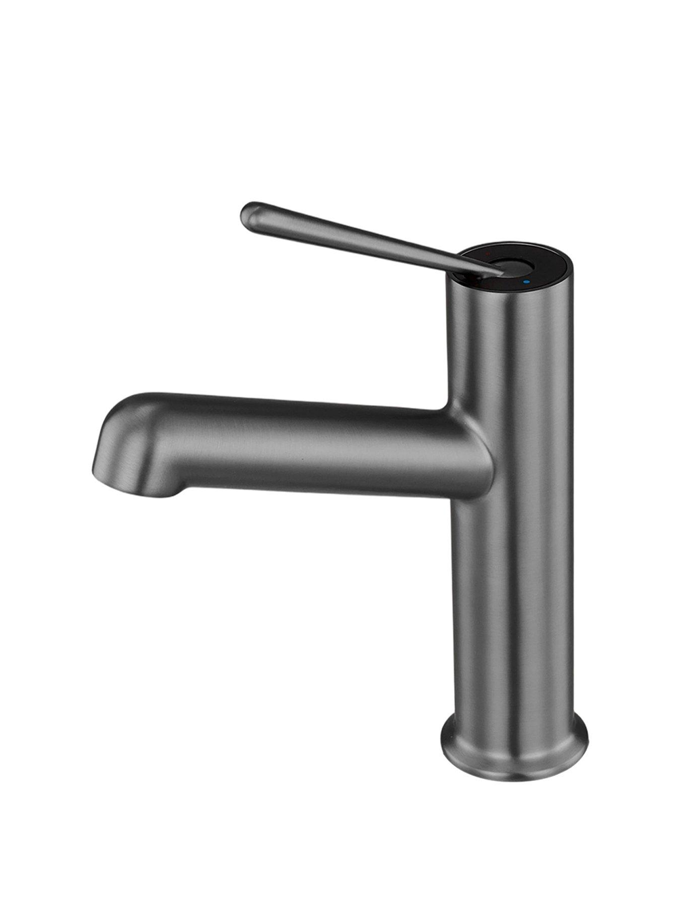 Living and Home Gunmetal Grey Metal Basin Mixer Tap with Zinc Alloy ...
