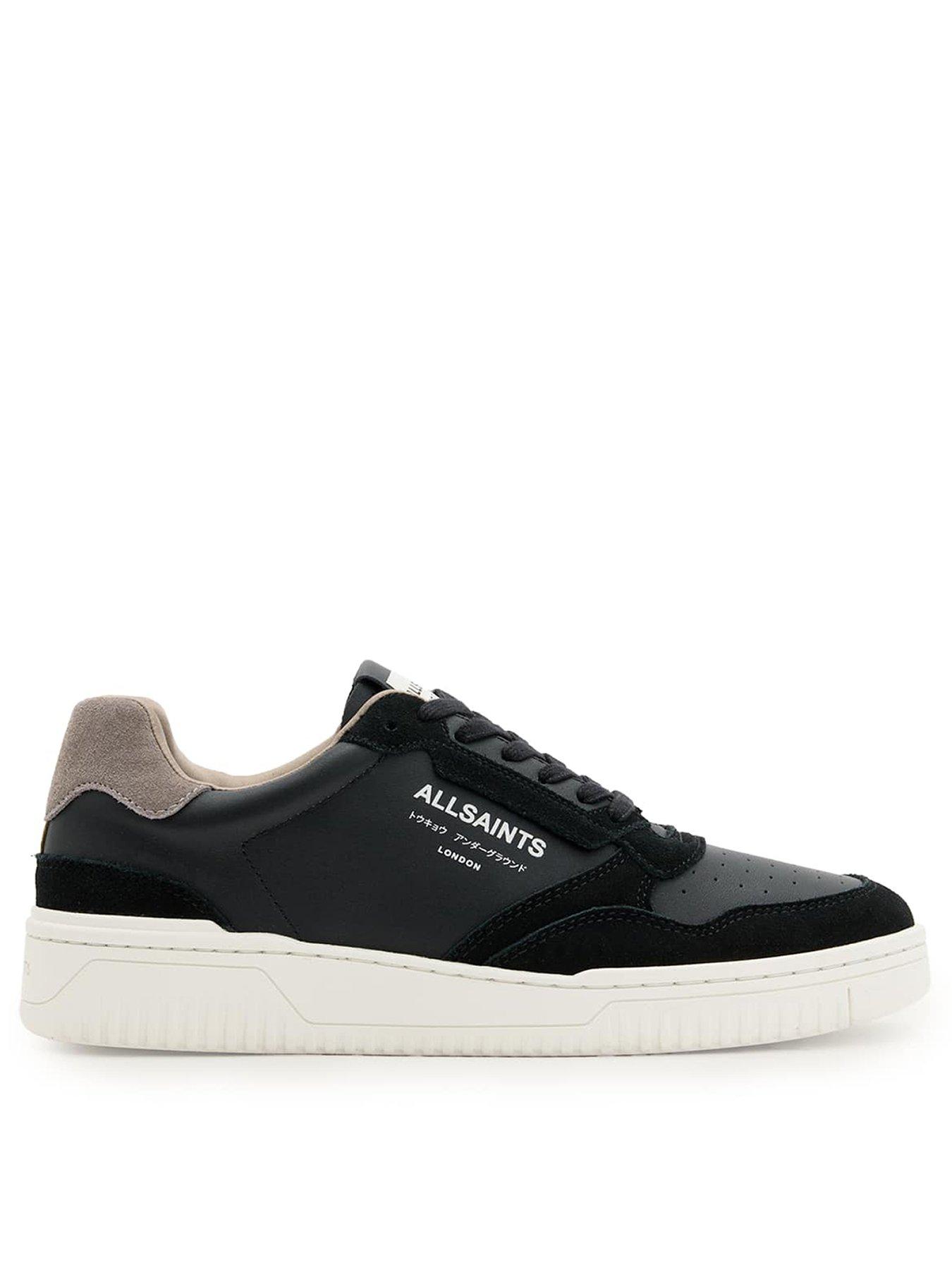AllSaints Regan Low Top Leather Trainers - Grey | Very