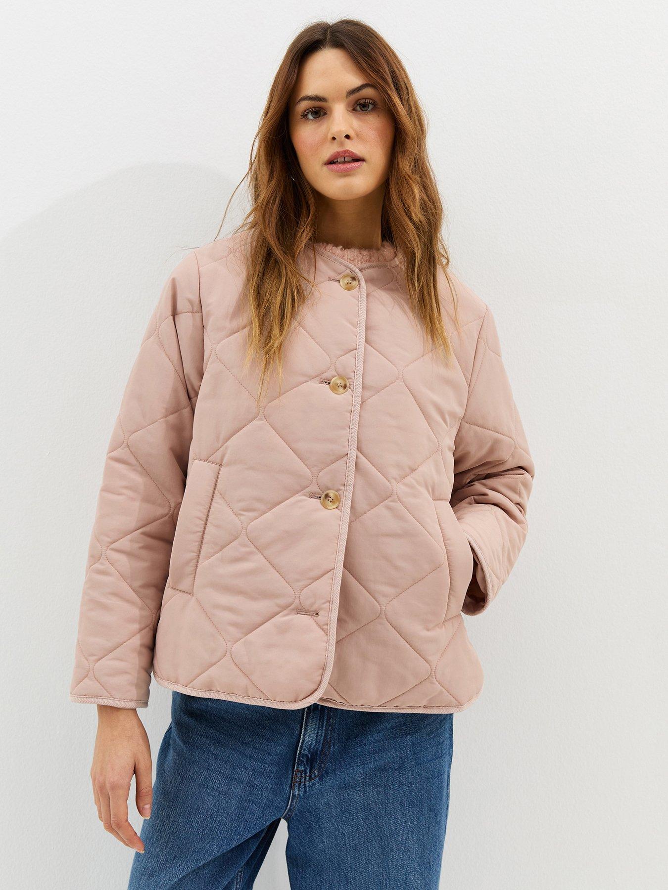 New Look Pale Soft Touch Quilted Jacket - Pink | Very