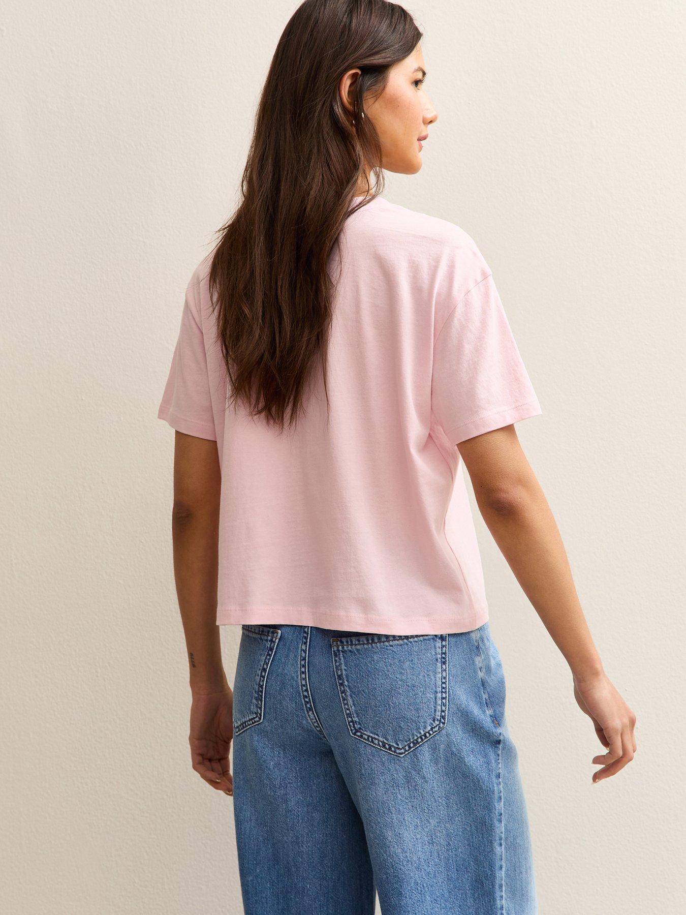 New Look Boxy Fit Short Sleeve Cotton T-Shirt - Pink | Very