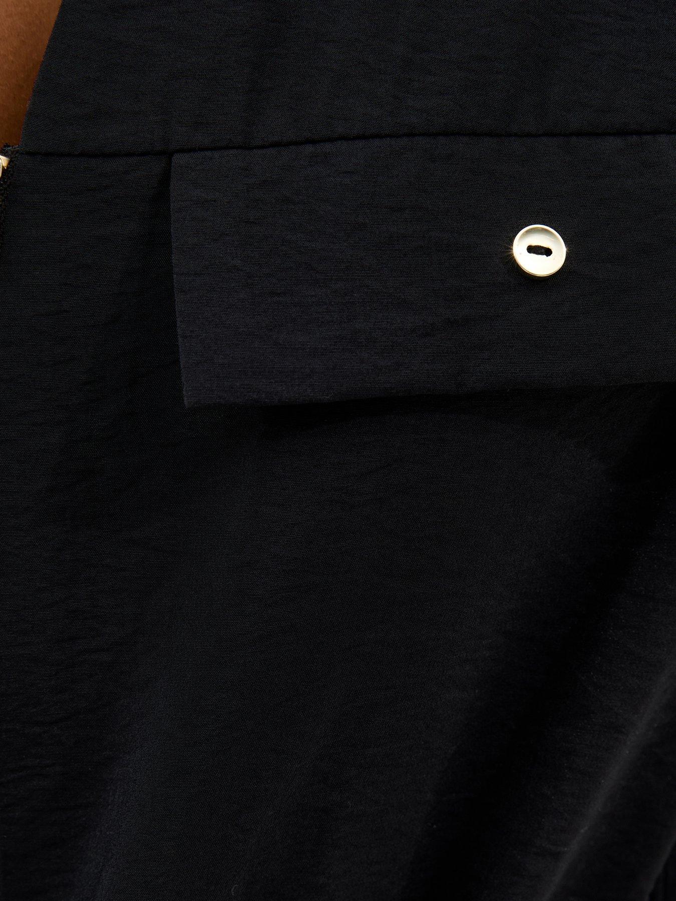 New Look Zip Up Cropped Sleeve Shirt - Black | Very