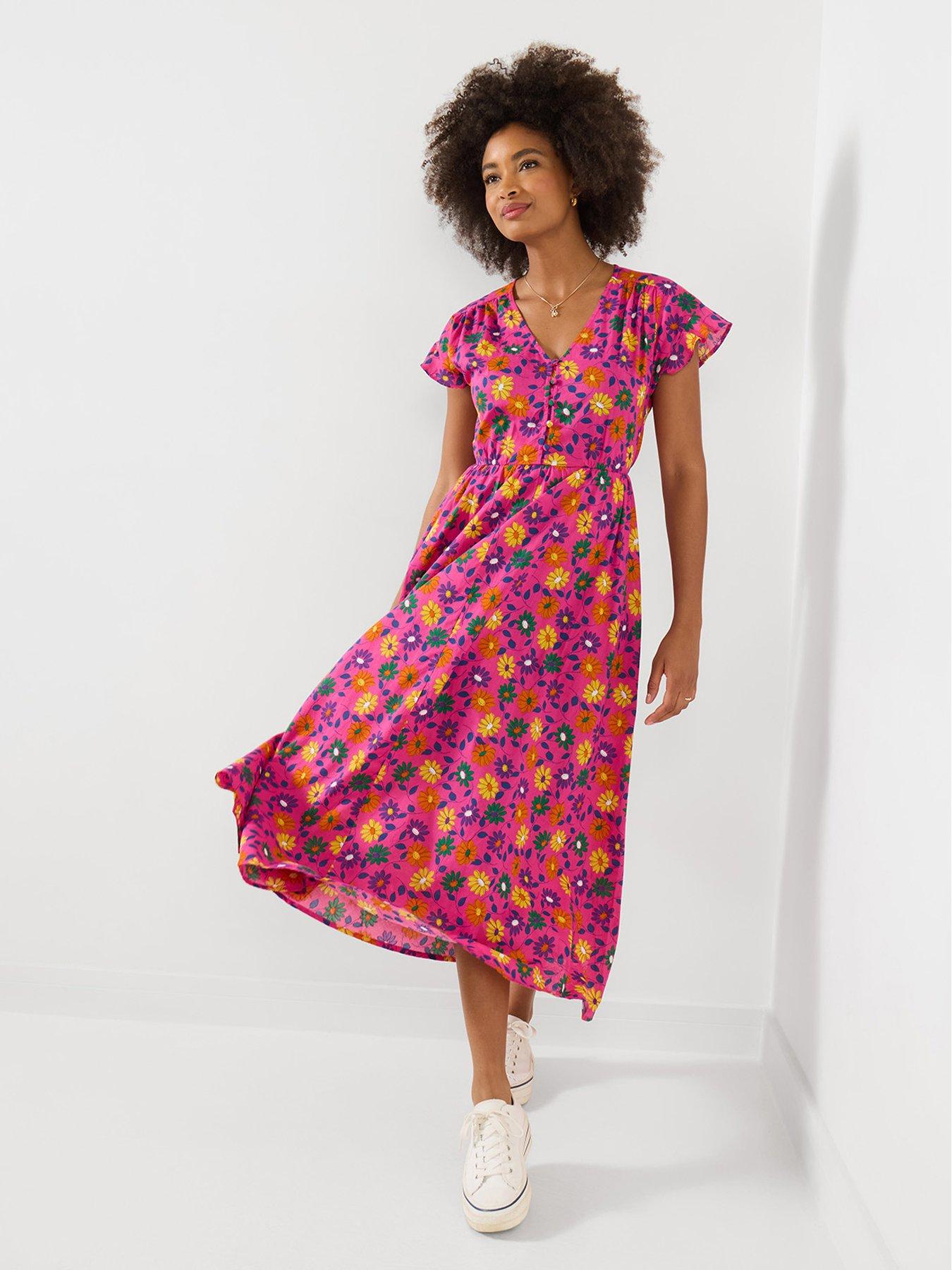 Joe Browns Funtime Floral Cotton Midi Dress - Pink | Very
