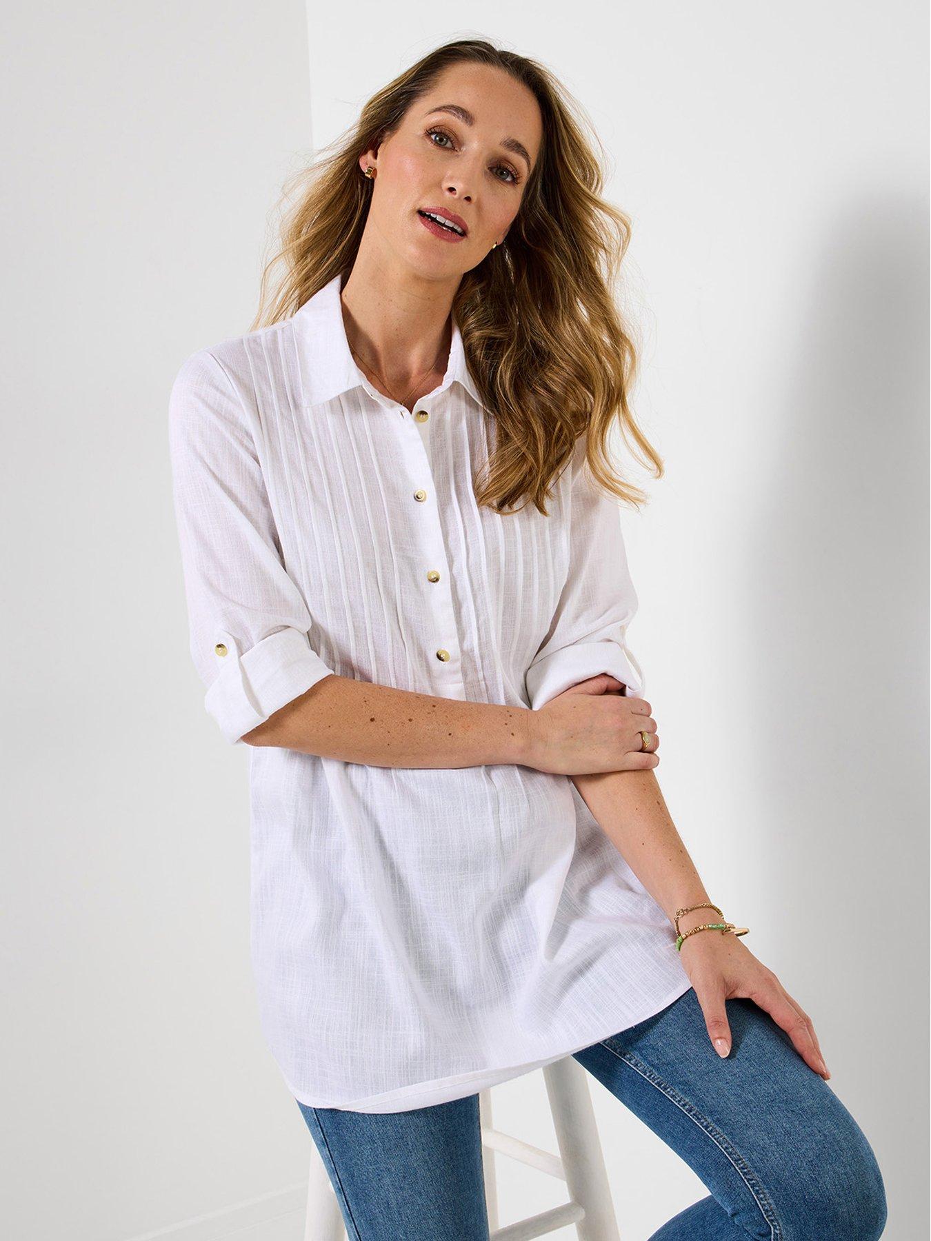 Joe Browns Linen Blend Longline Blouse - White | Very
