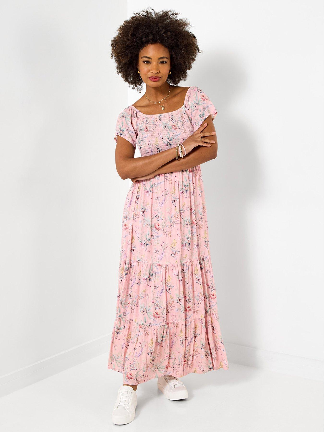 Joe Browns Beautiful Butterfly Print Crinkle Dress - Pink | Very