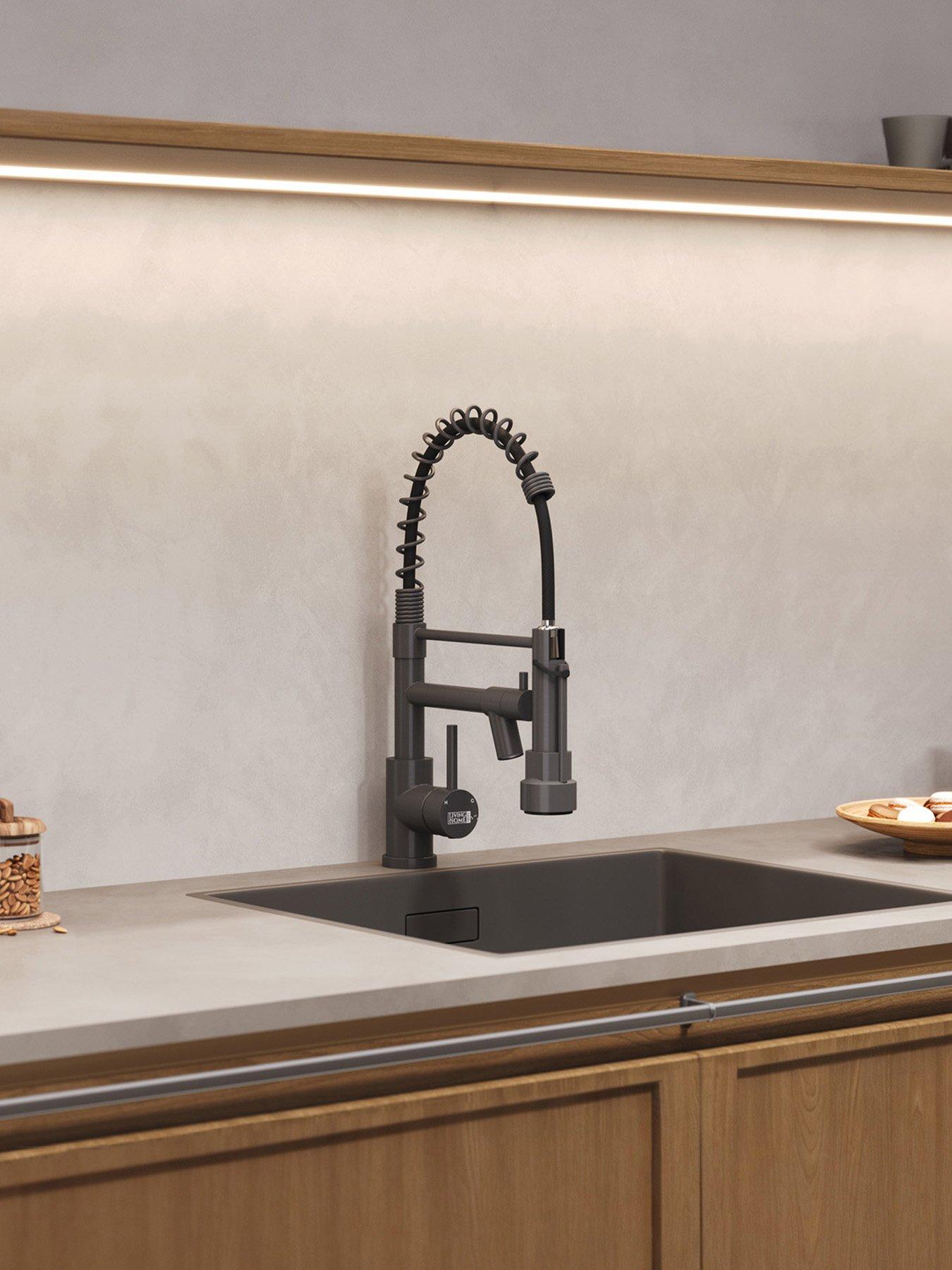 Living and Home Grey Kitchen Faucet With Pull Down Spring Spout | Very