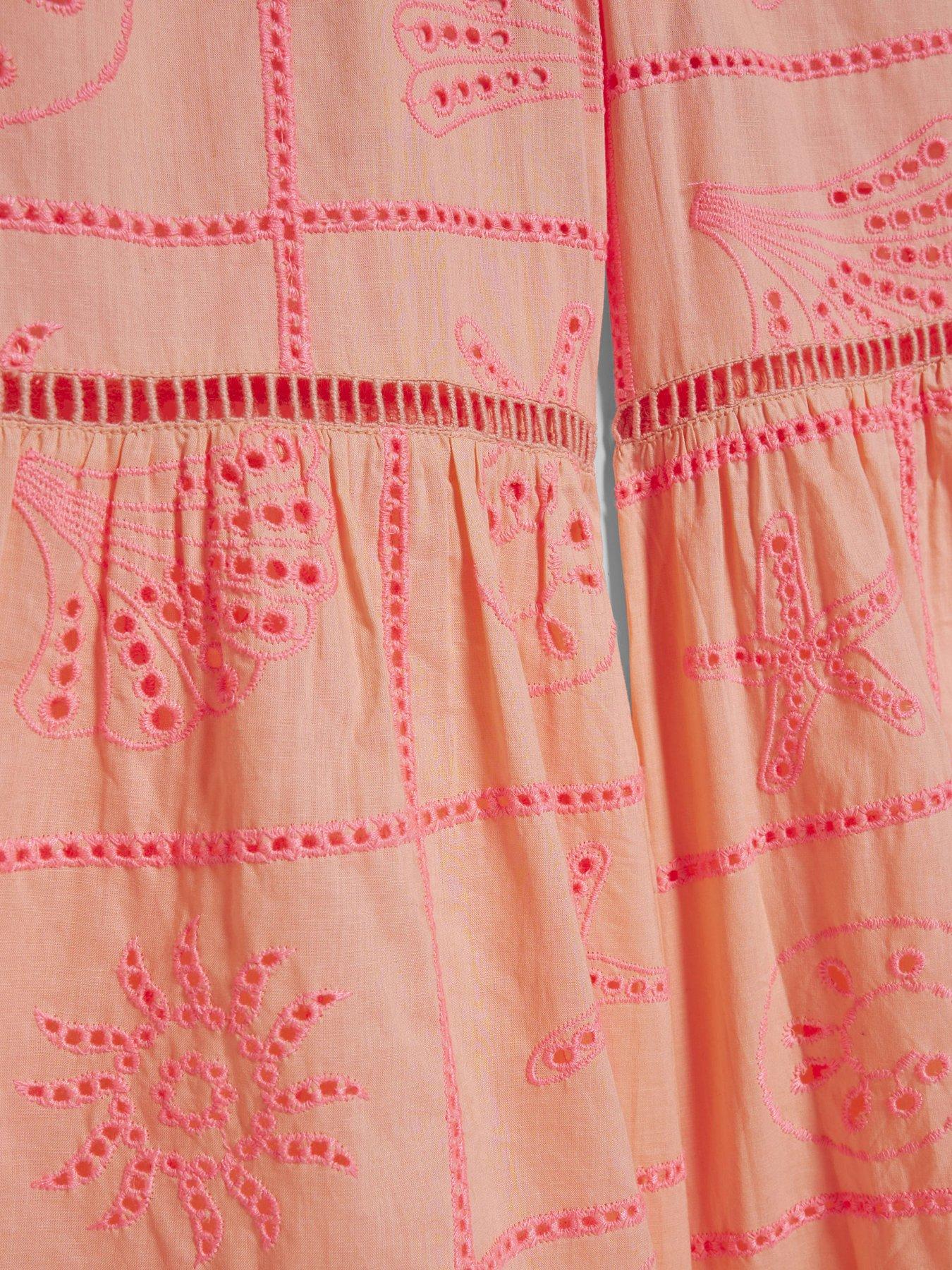 River Island Older Girls Tiered Broderie Top Set - Coral | Very