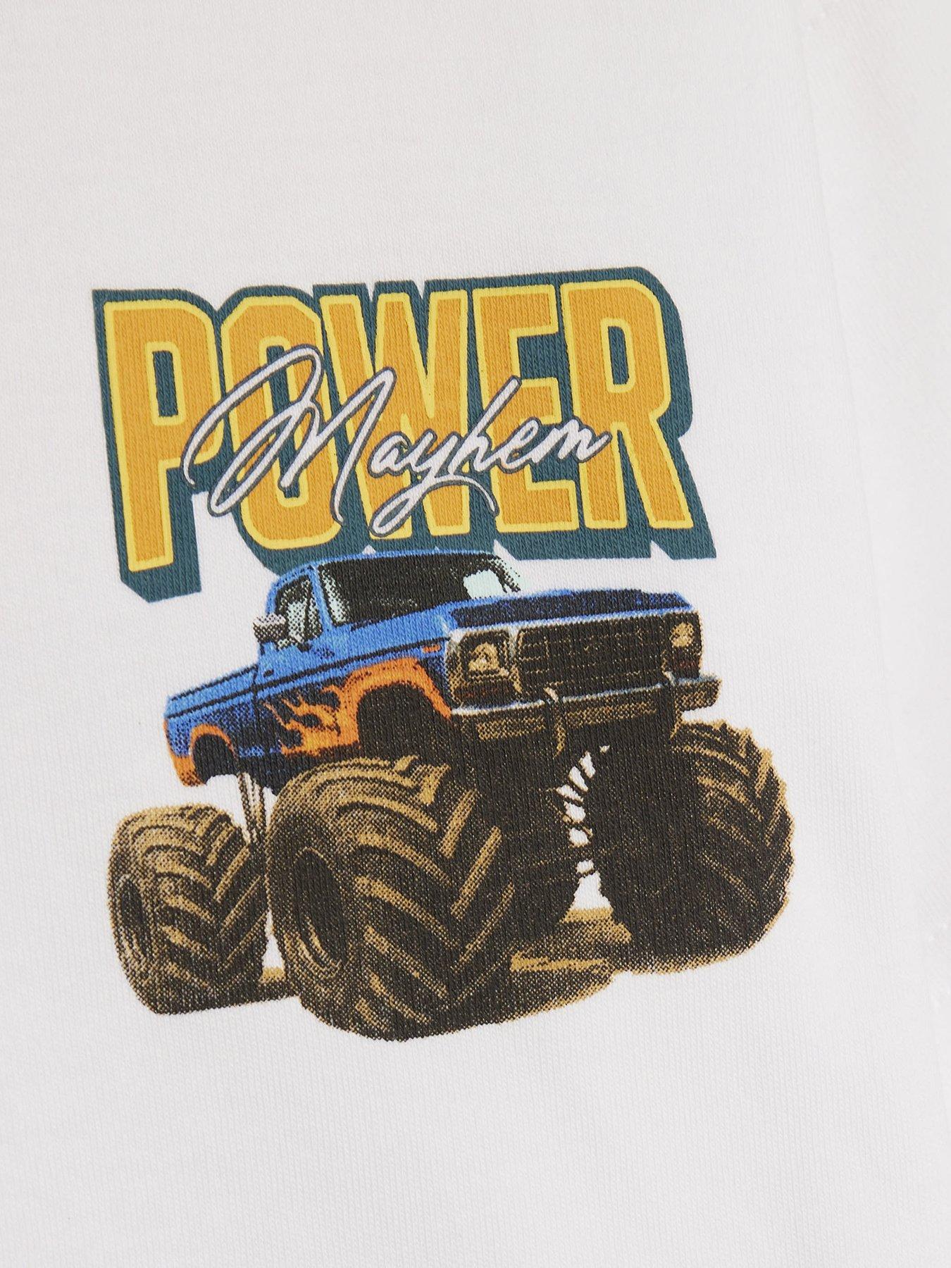 River Island Mini Boys Back Print Monster Truck T-Shirt - White | Very