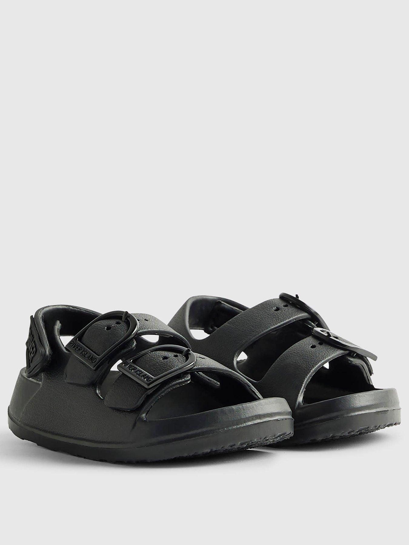 River Island Mini Boys Moulded Double Strap Sliders - Black | Very