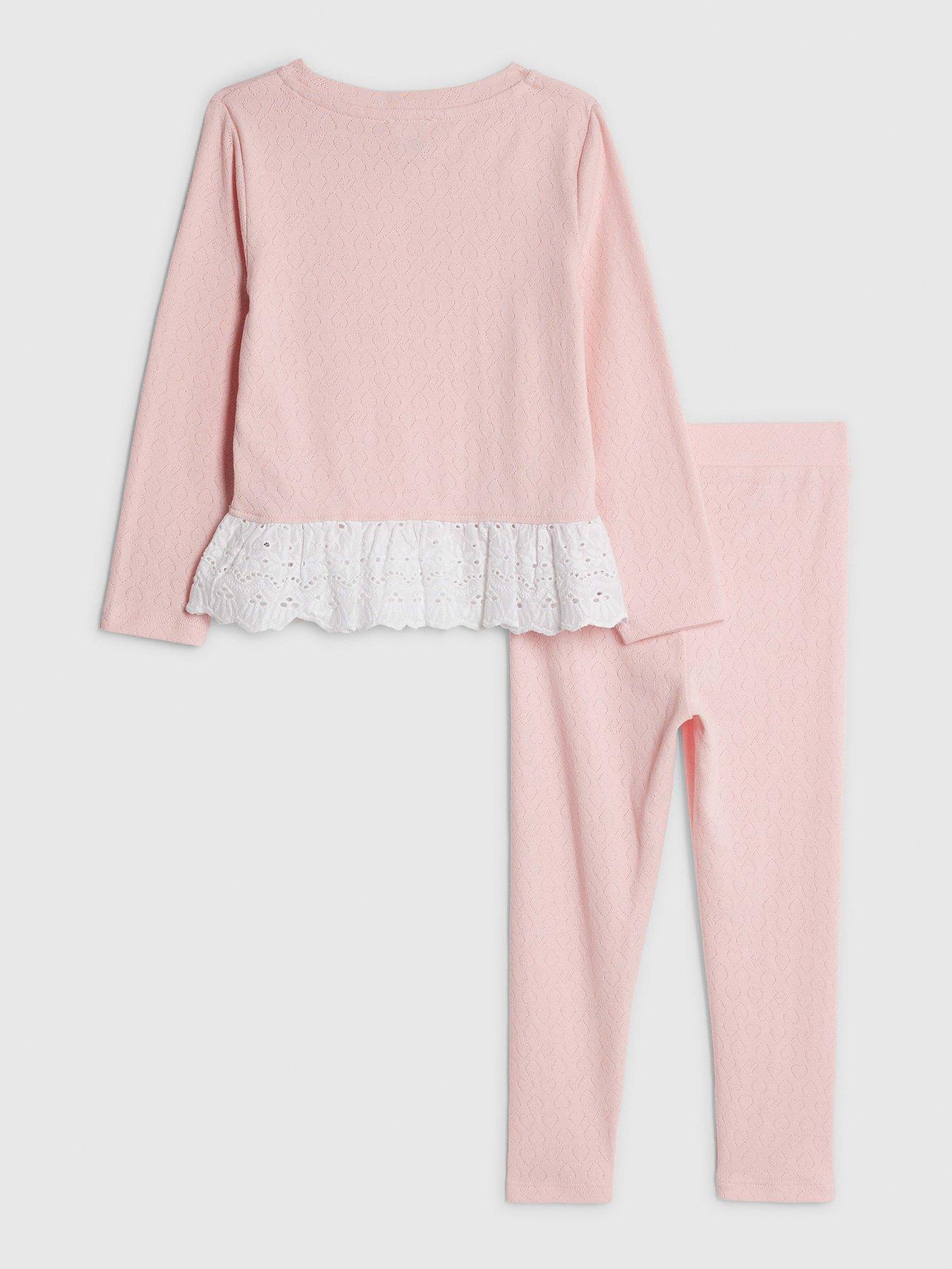 River Island Mini Girls Pointelle 3D Bow Top Set - Pink | Very