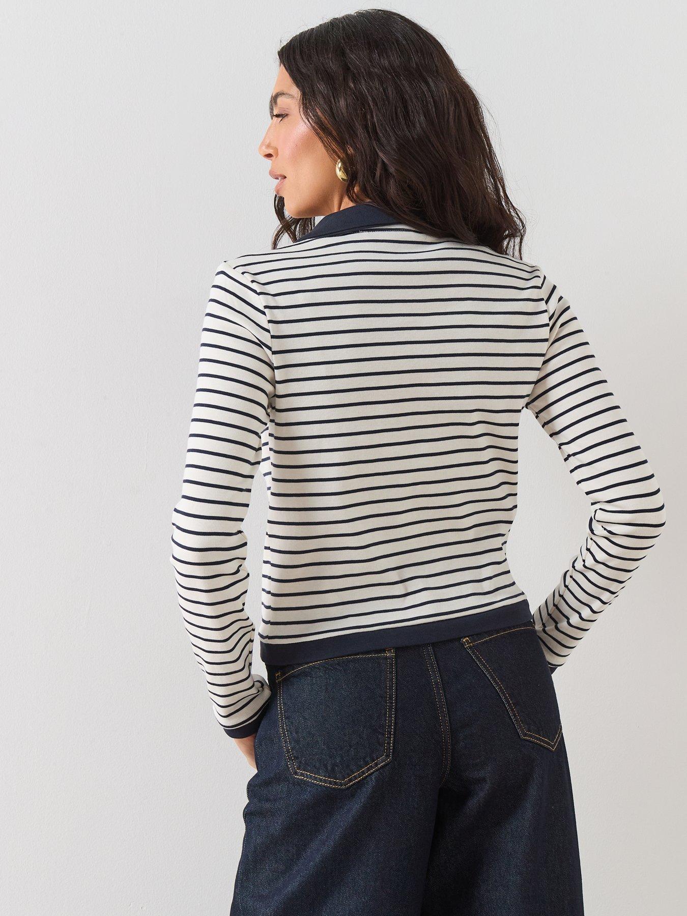 Mango Striped Cardigan With Jewel Buttons - Blue | Very