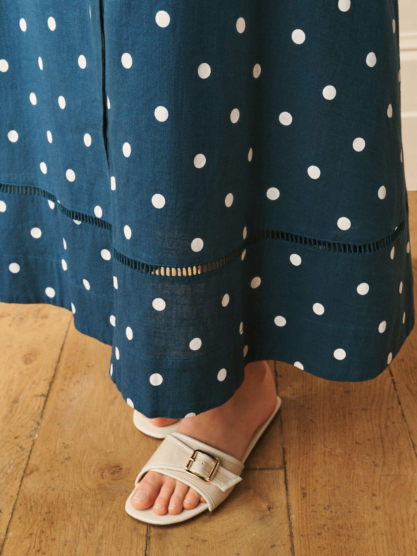 Laura Ashley Polka Dot Maxi Skirt - Blue | Very