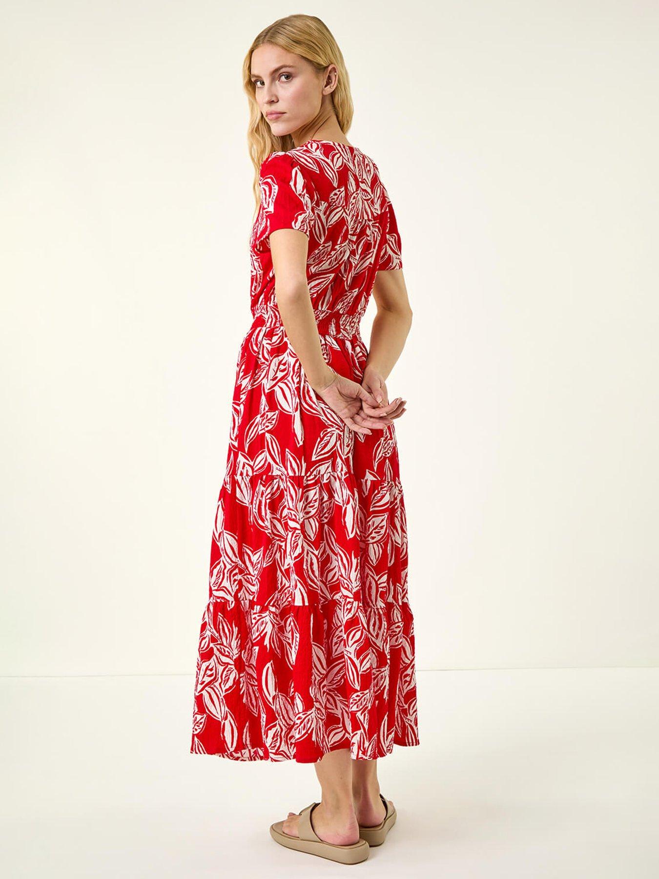 Roman Leaf Print Shirred Maxi Dress | Very