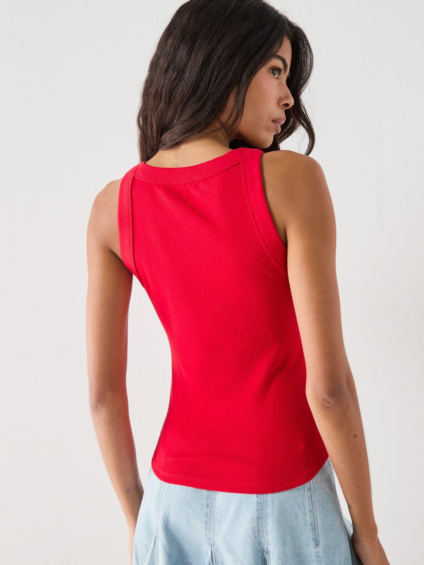 Tommy Jeans Tjw Slim Ess Logo 1 Rib Tank - Red | Very