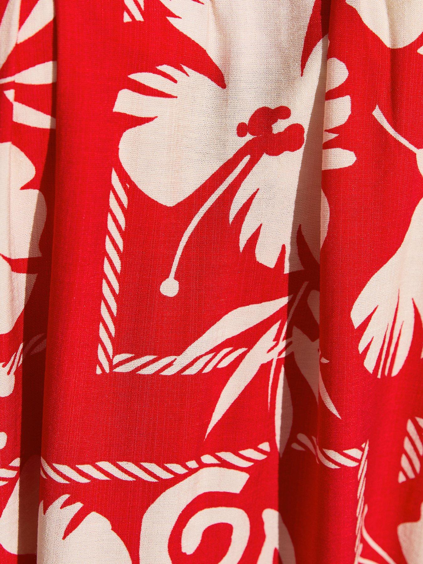 New Look Floral Print Bead Detail Beach Maxi Dress - Red | Very