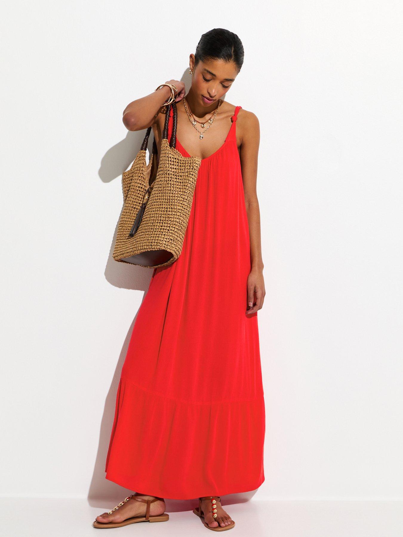 New Look Knot Strap Beach Maxi Dress - Bright Red | Very