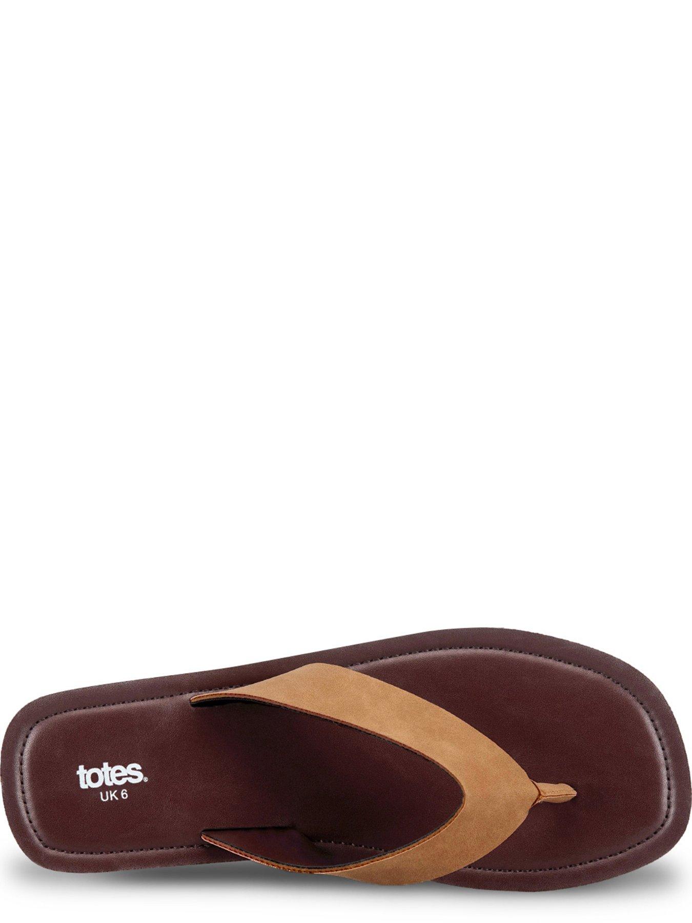TOTES Ladies Square Toe Faux Suede Flip Flop - Tan | Very