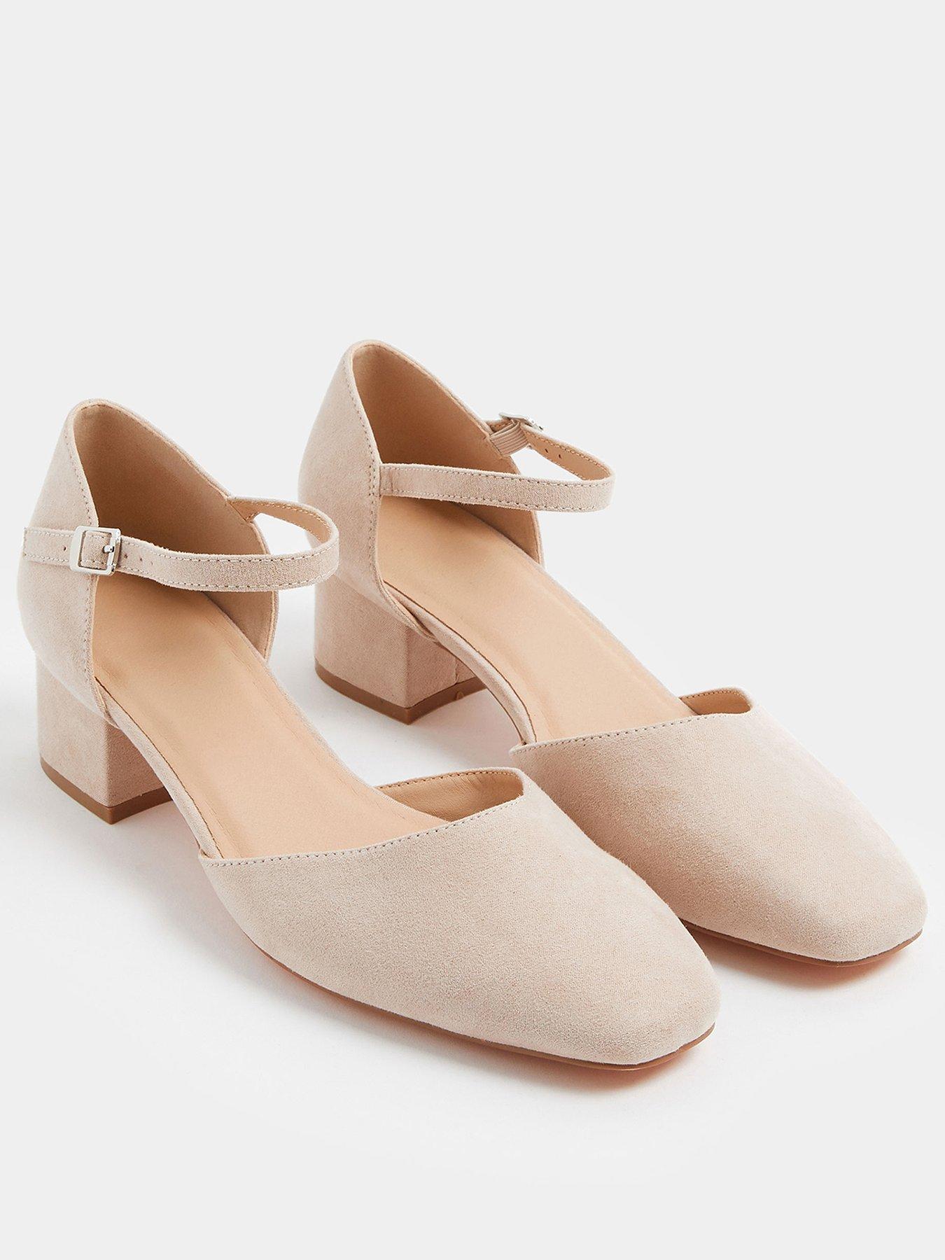 Yours Extra Wide Fit 2 Part Block Heel Square Toe - Cream | Very