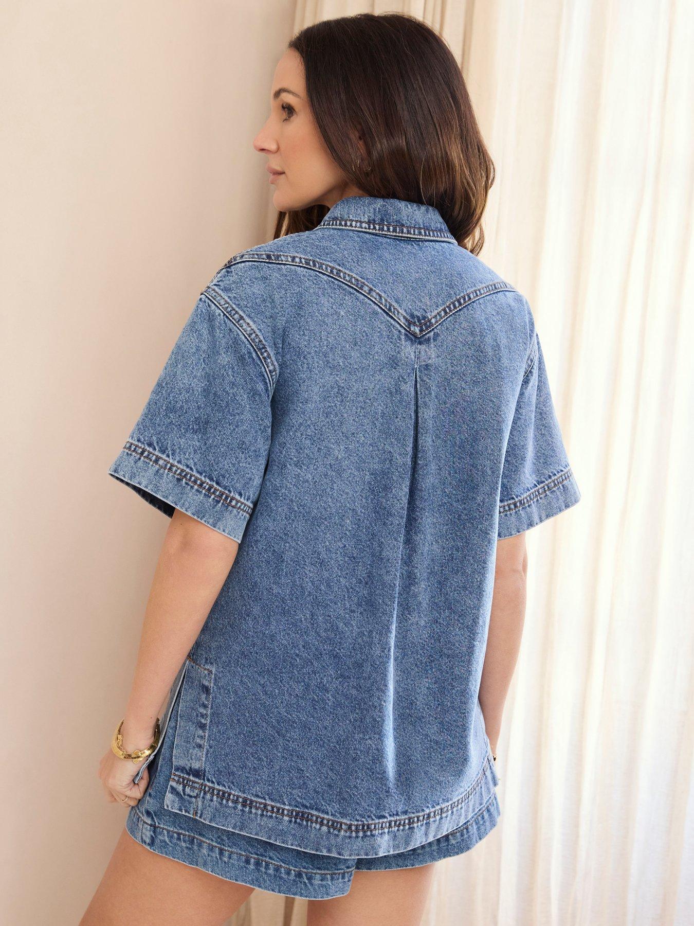 Michelle Keegan Relaxed Denim Shirt - Mid Wash | Very