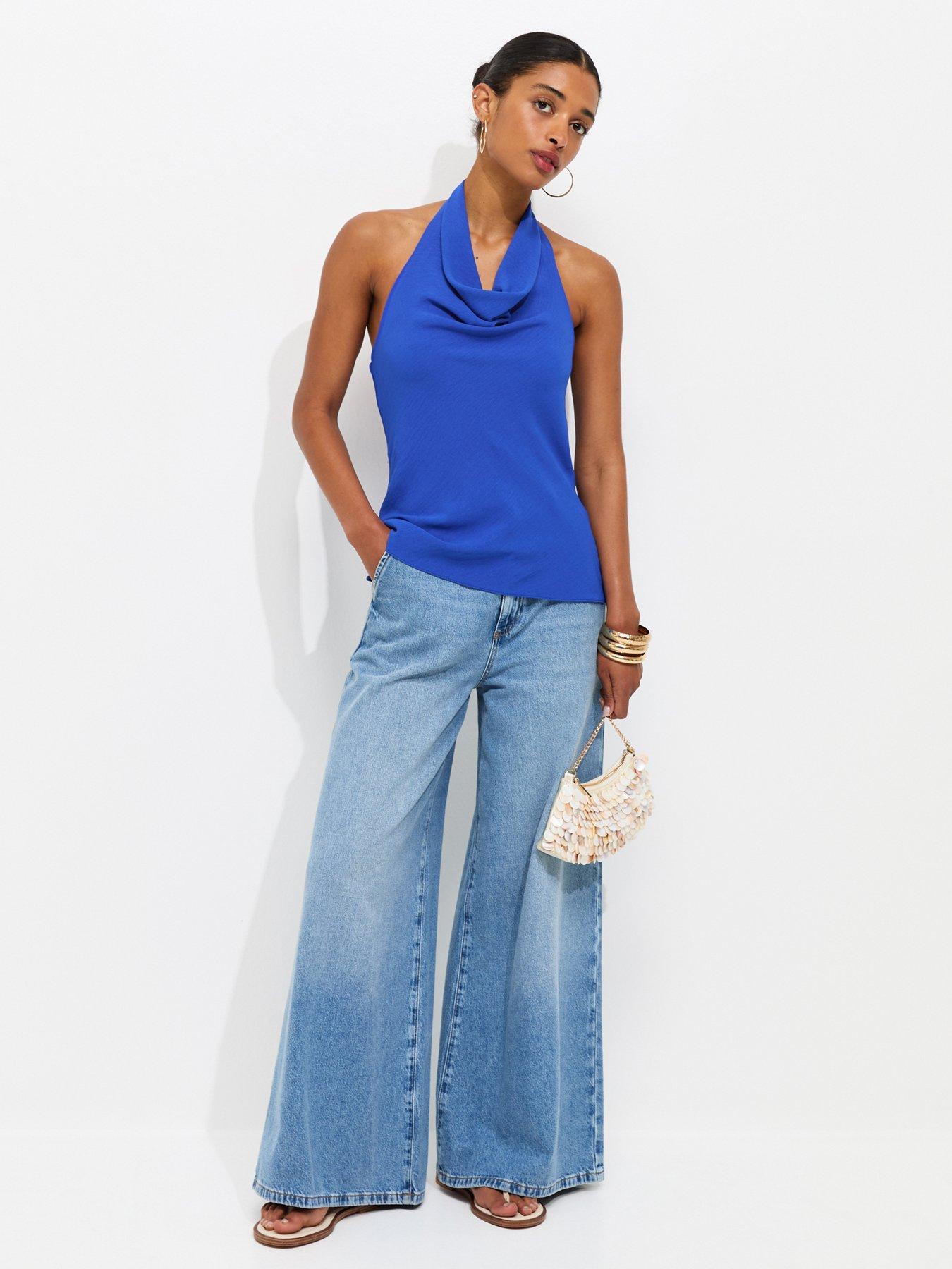 New Look Cowl Halter Neck Top - Bright Blue | Very