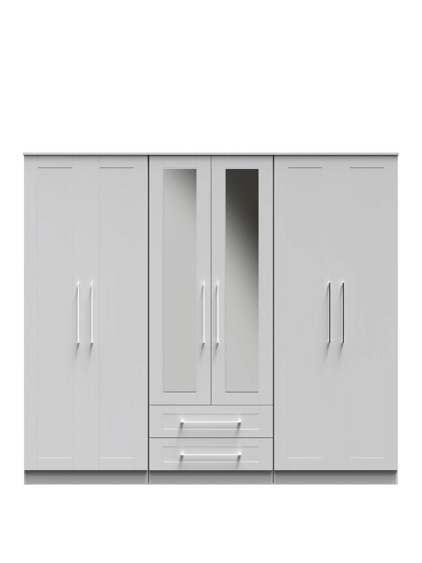 SWIFT Tabitha 6 Door 2 Drawer Wardrobe with Mirror Ready Assembled | Very