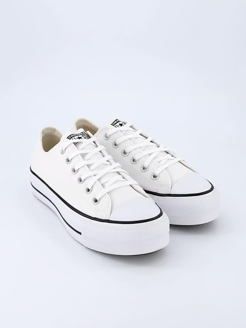 Converse Womens Lift Wide Foundation Ox Trainers - White/Black | Very